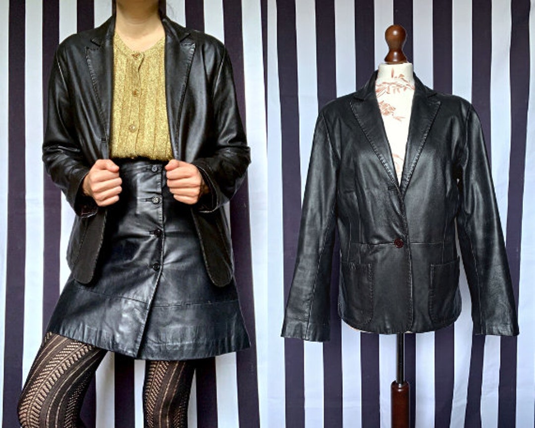 Vintage YK2 Brown Leather Jacket From French Brand Laura Clement, Retro ...