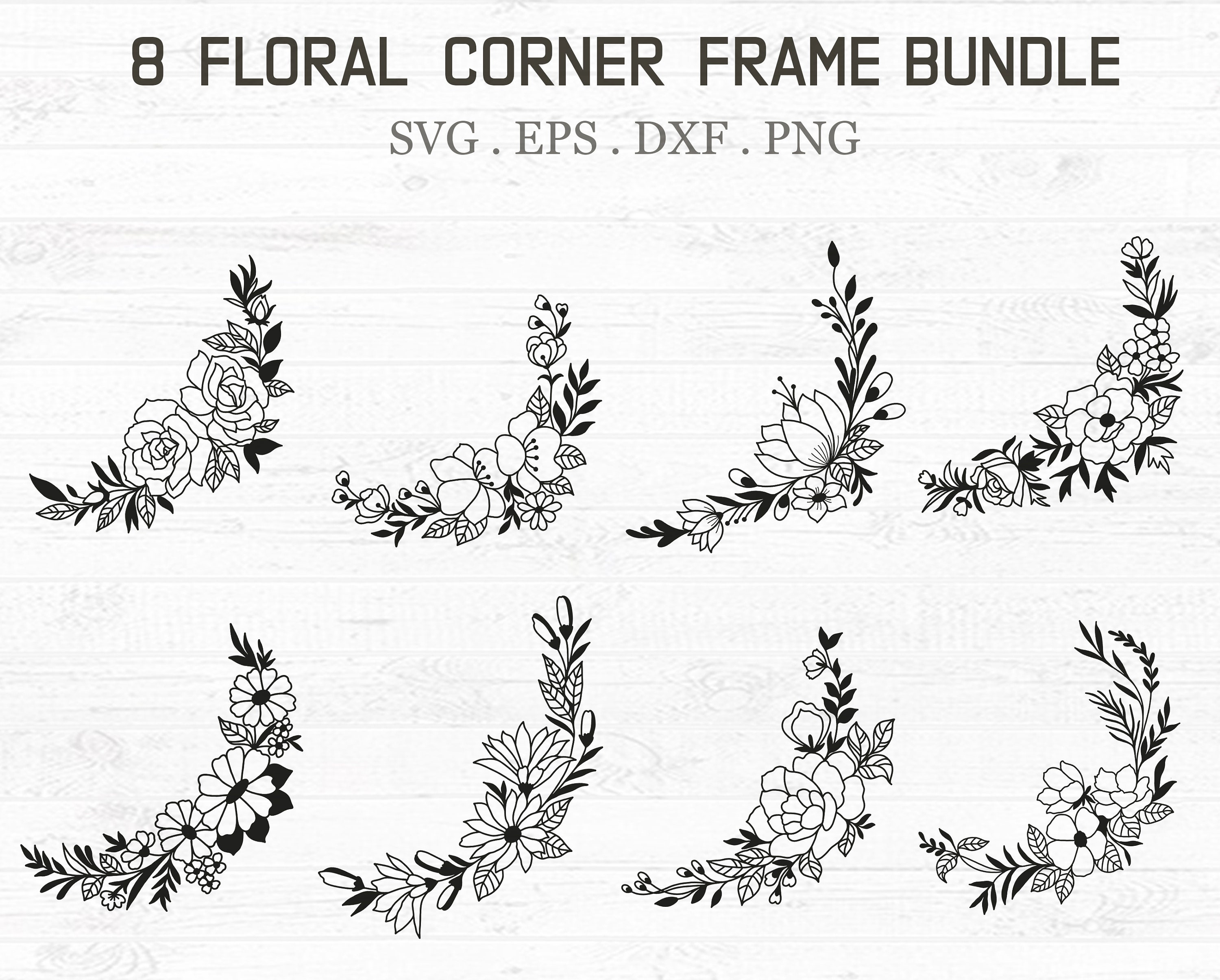 Corner Frame Bundle Svg Floral Frame Svg Bundle Wreath Svg Etsy