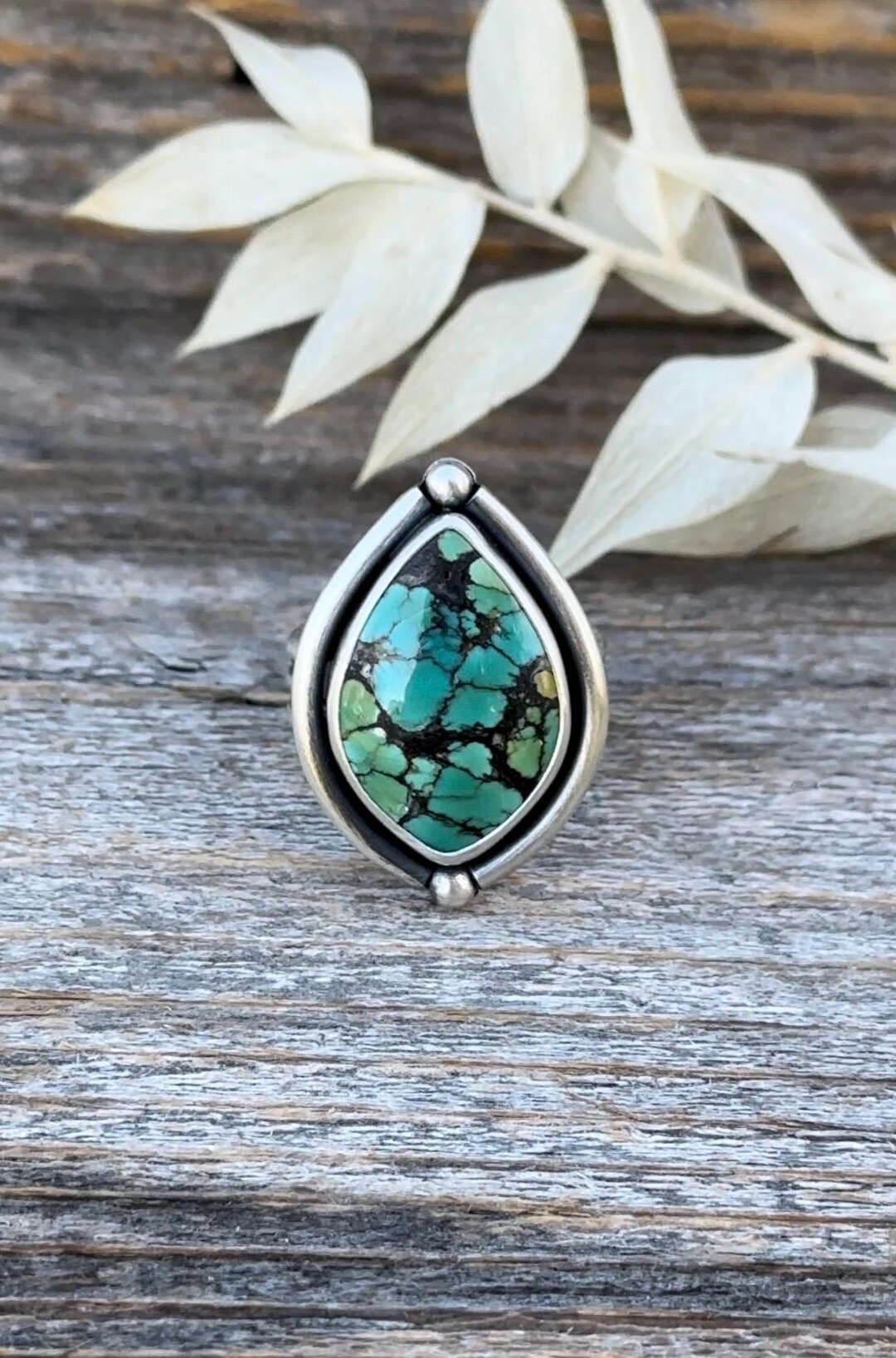 Polychrome Qingu Turquoise Sterling Silver Ring - Etsy
