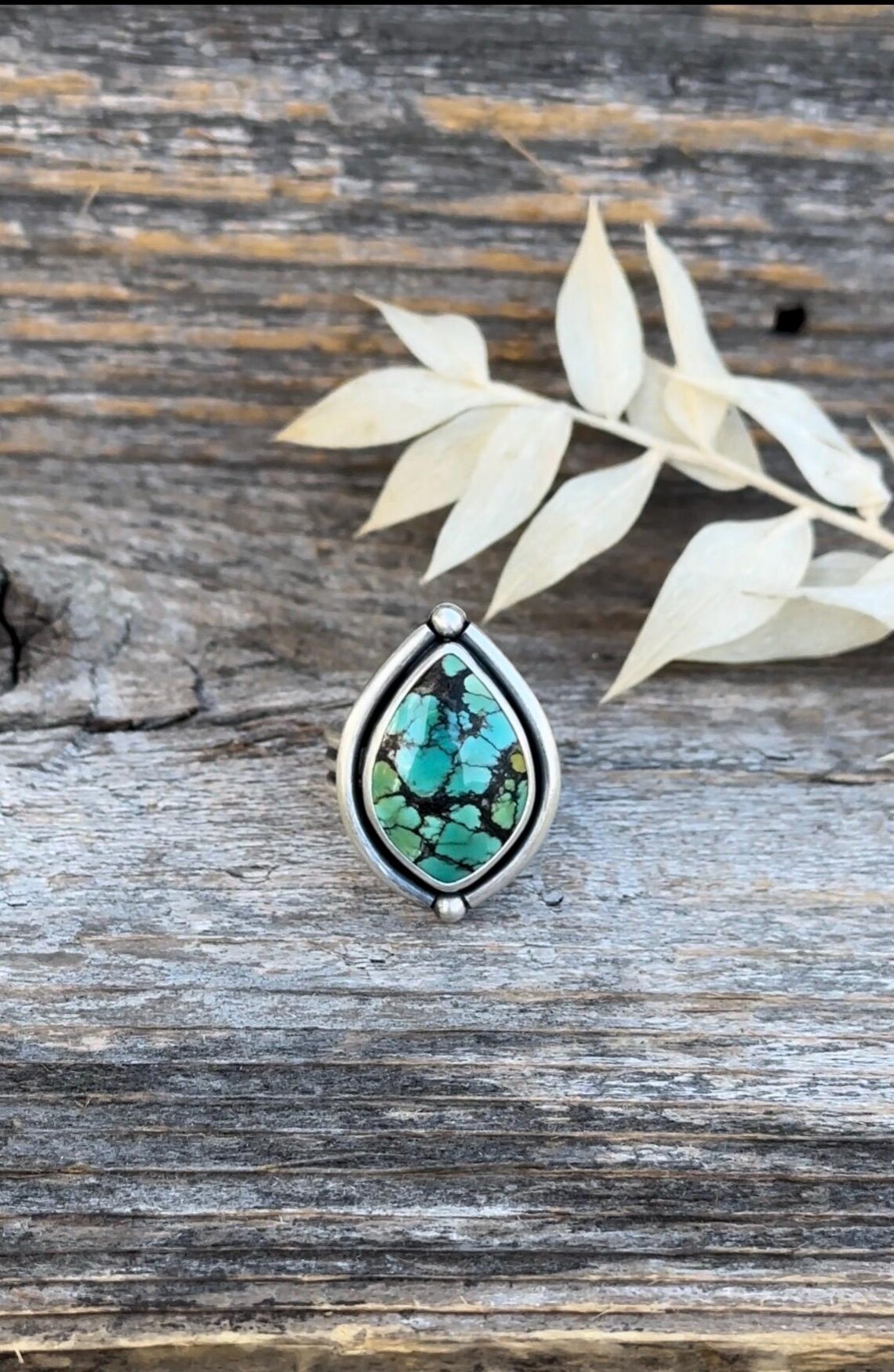 Polychrome Qingu Turquoise Sterling Silver Ring - Etsy