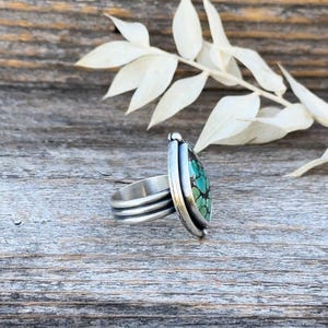 Polychrome Qingu Turquoise Sterling Silver Ring - Etsy