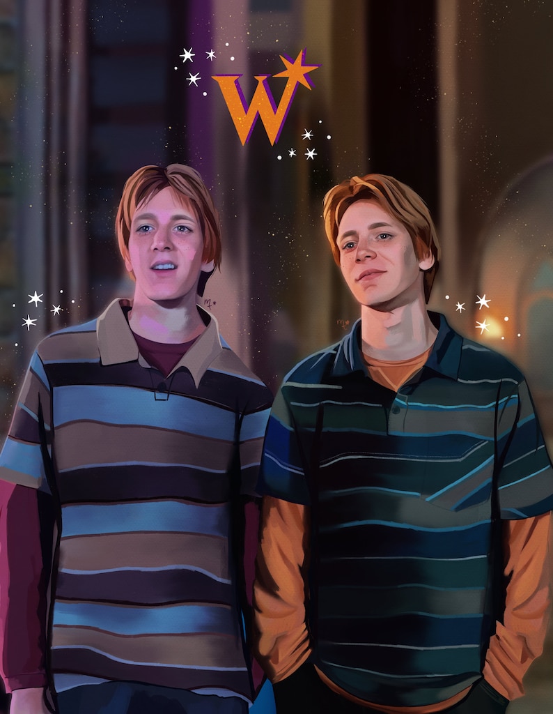Fred And George Weasley Twins Harry Potter Art Print Etsy