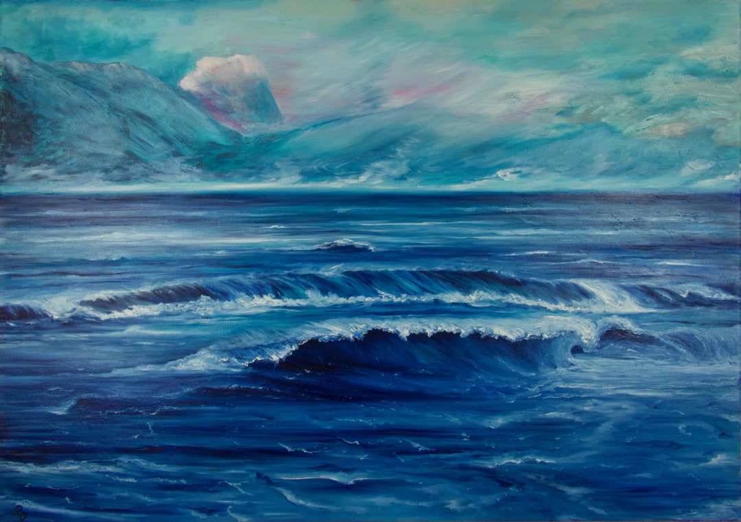 Oil Seascape Painting of a Beach Scene in Italy | Original Costal ...