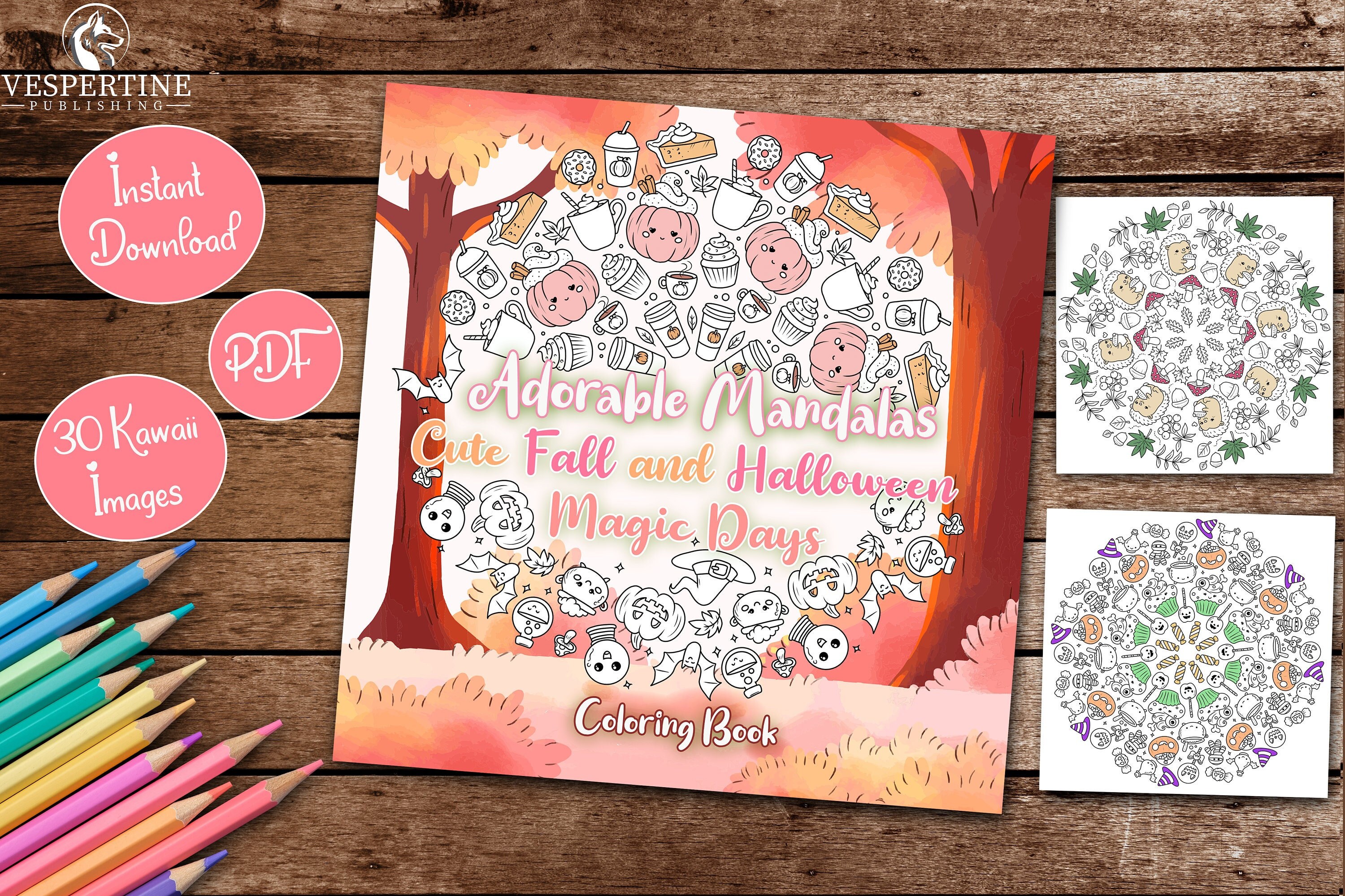 Adorable Mandalas Cute Fall and Halloween Coloring Book for Adults and ...