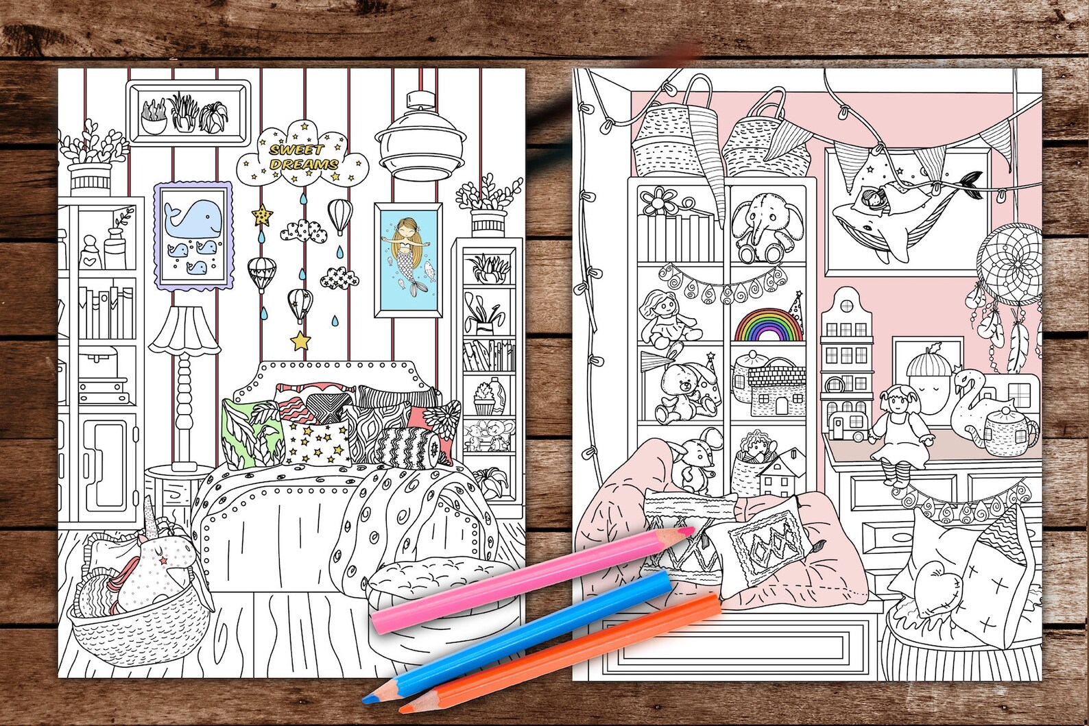 Hygge Coloring Book for Adults | Boho and Nordic Interior Designs | 30 ...