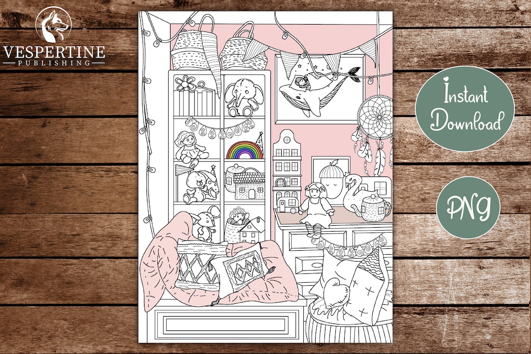 Hygge Coloring Page | Cozy Home Interior Design Boho and Nordic | Kids ...