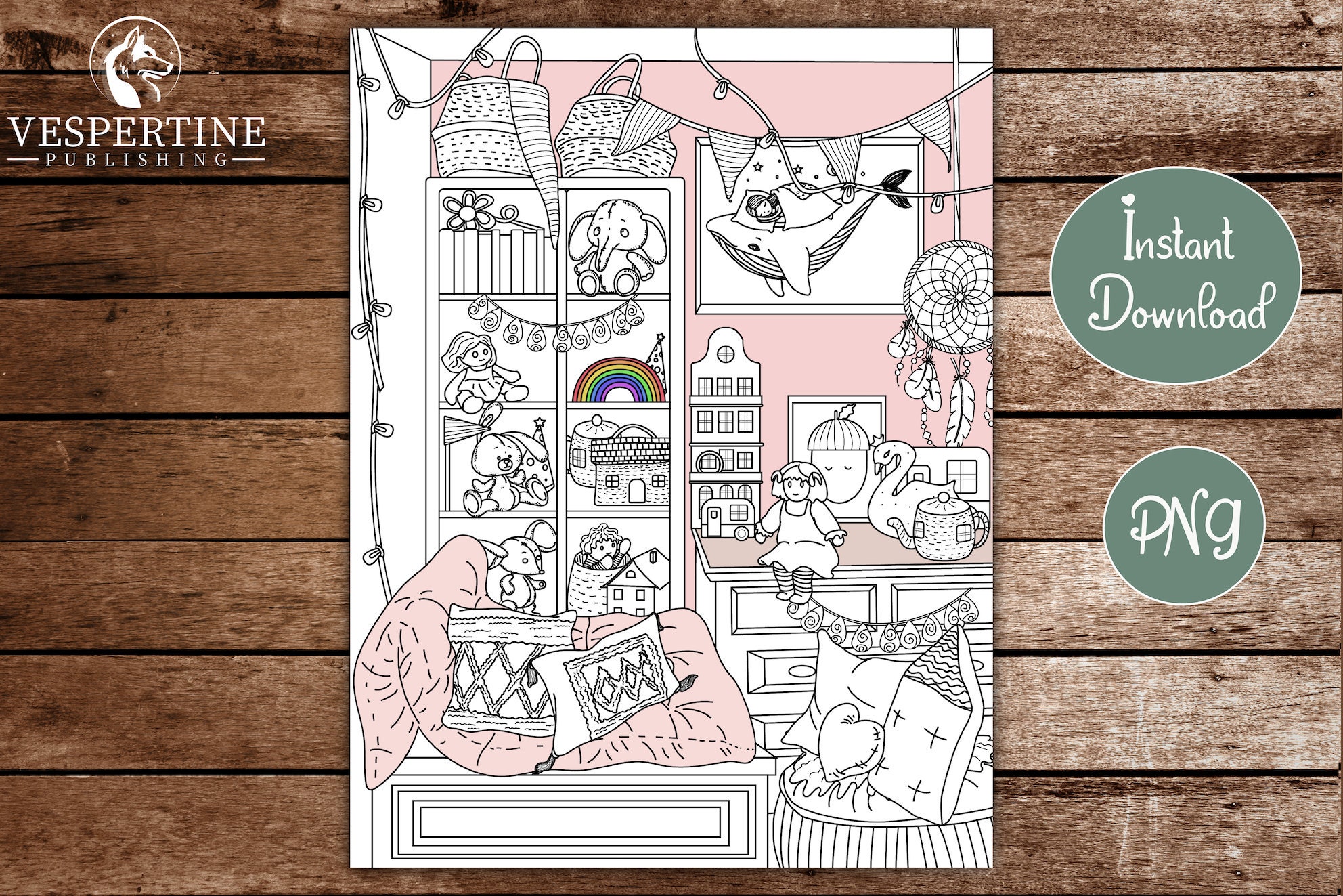 Hygge Coloring Page | Cozy Home Interior Design Boho and Nordic | Kids ...