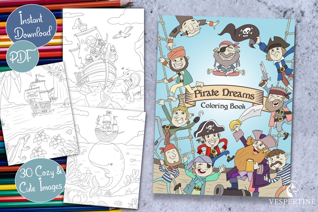 Pirate Coloring Book for Kids and Adults | 30 Coloring Pages With Ships ...