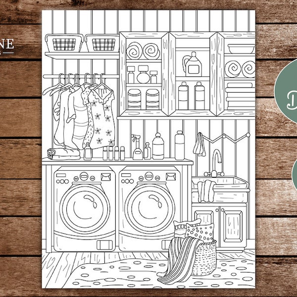 Laundry Coloring Page - Etsy