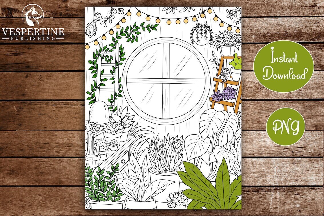 Cute Interior Design Coloring Page for Adults | Cozy Boho Home ...