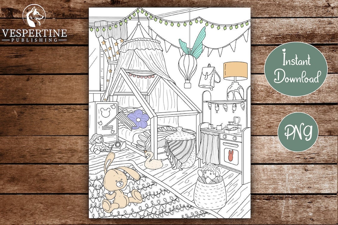 Hygge Coloring Page | Cozy Home Interior Design Boho and Nordic ...