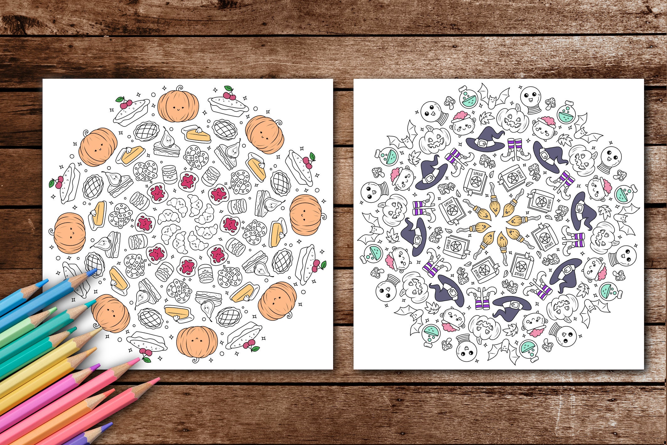 Adorable Mandalas Cute Fall and Halloween Coloring Book for Adults and ...