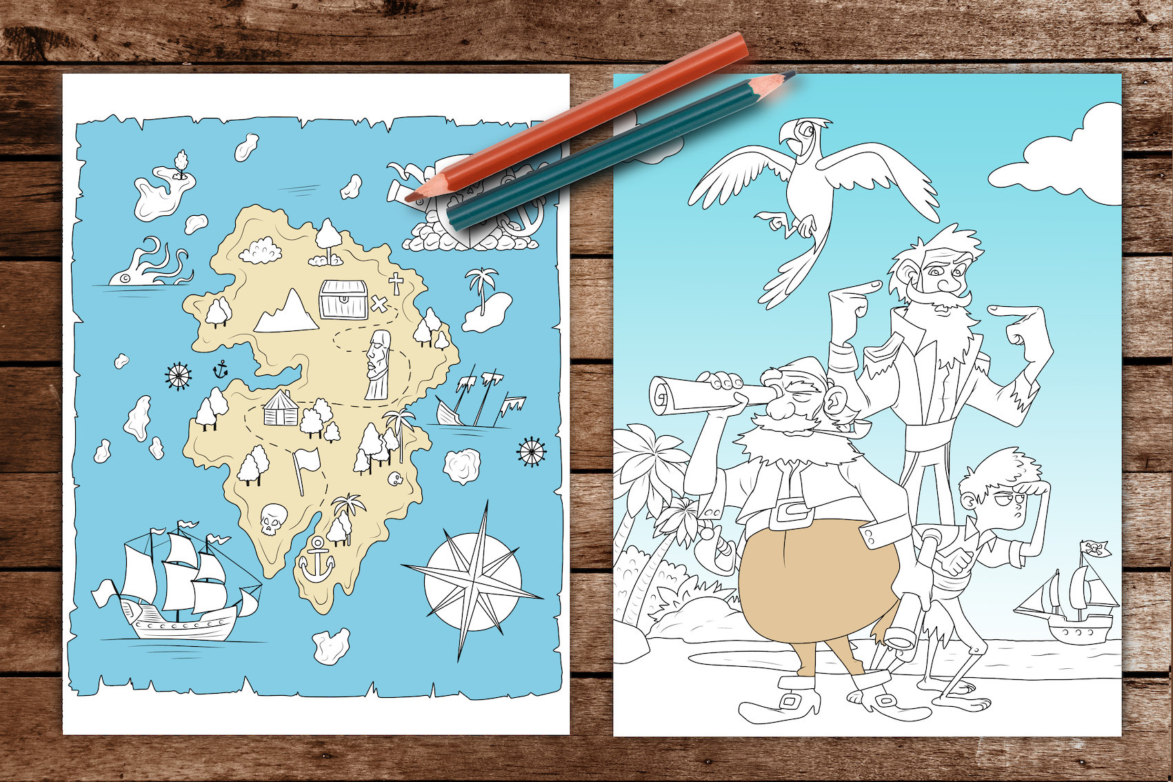 Pirate Coloring Book for Kids and Adults 30 Coloring Pages - Etsy
