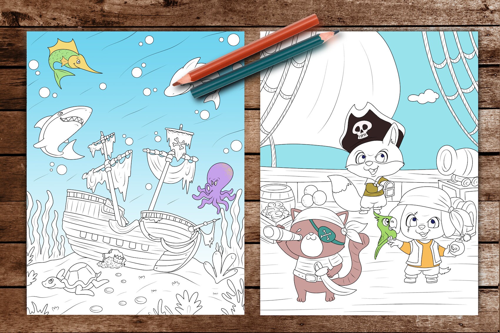 Pirate Coloring Book for Kids and Adults 30 Coloring Pages - Etsy