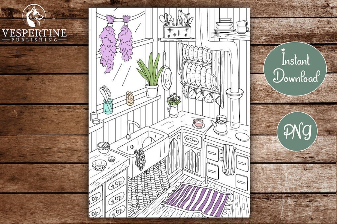 Hygge Coloring Page | Cozy Home Interior Design Boho and Nordic | Cute ...