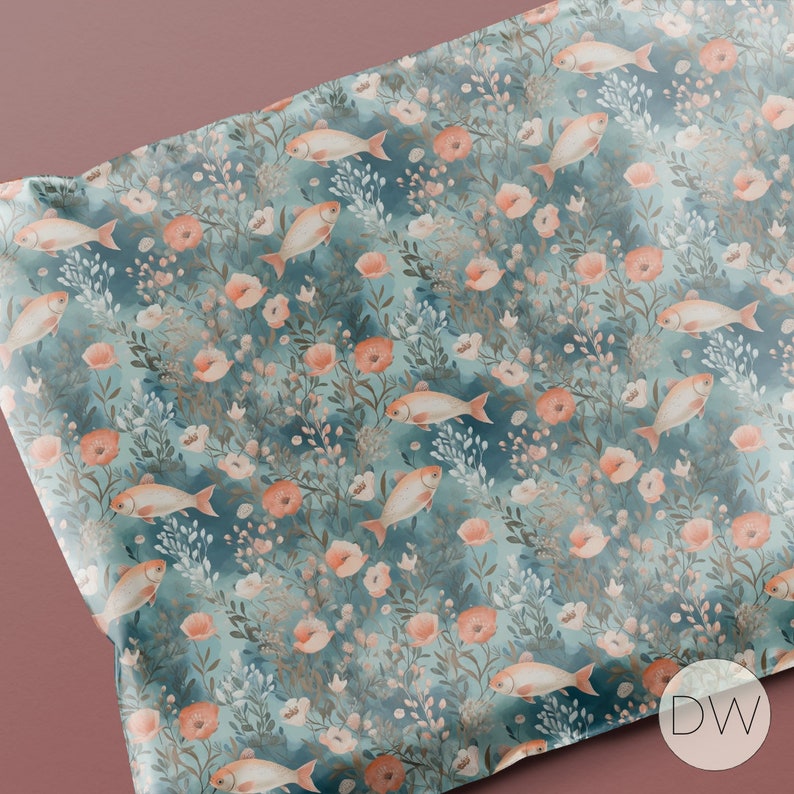 15 Boho Seamless Digital Paper Fish Patterns, Watercolor Style ...