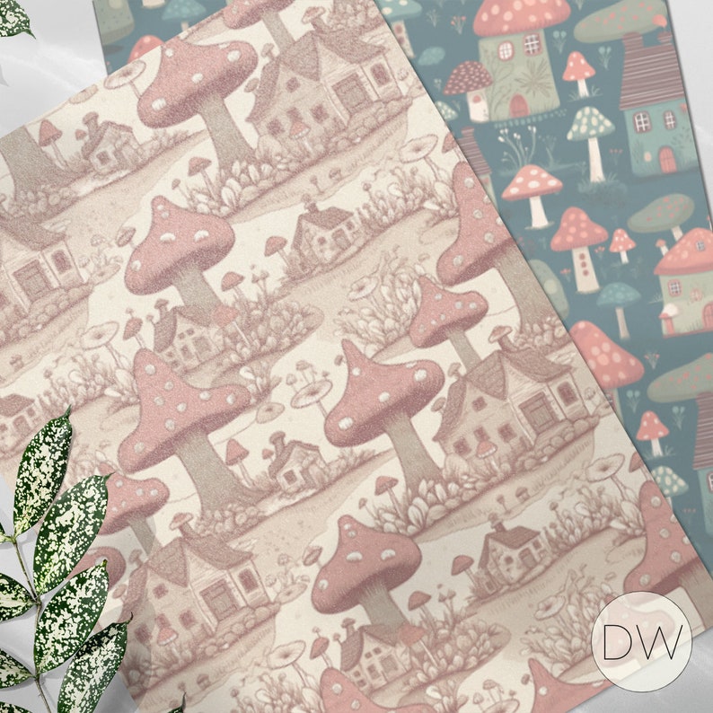 15 Boho Seamless Digital Paper Patterns, Cottagecore Mushroom, Boho ...
