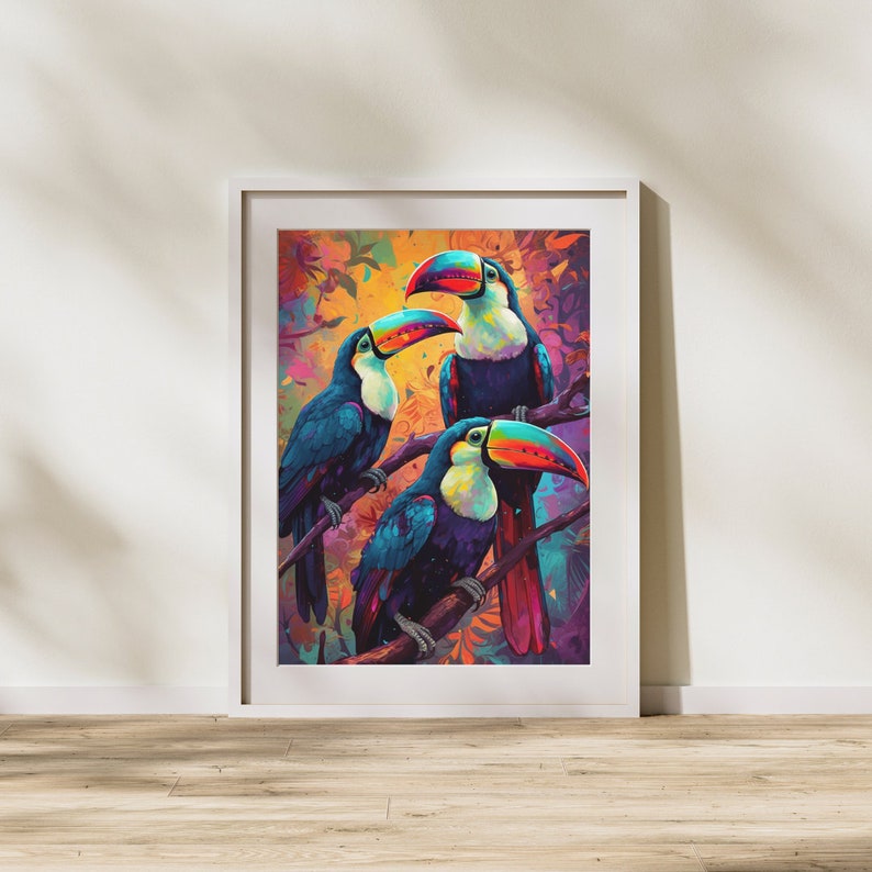 Colorful Toucan Pop Art Prints, Set of 6, Vintage & Retro Tropical Bird ...