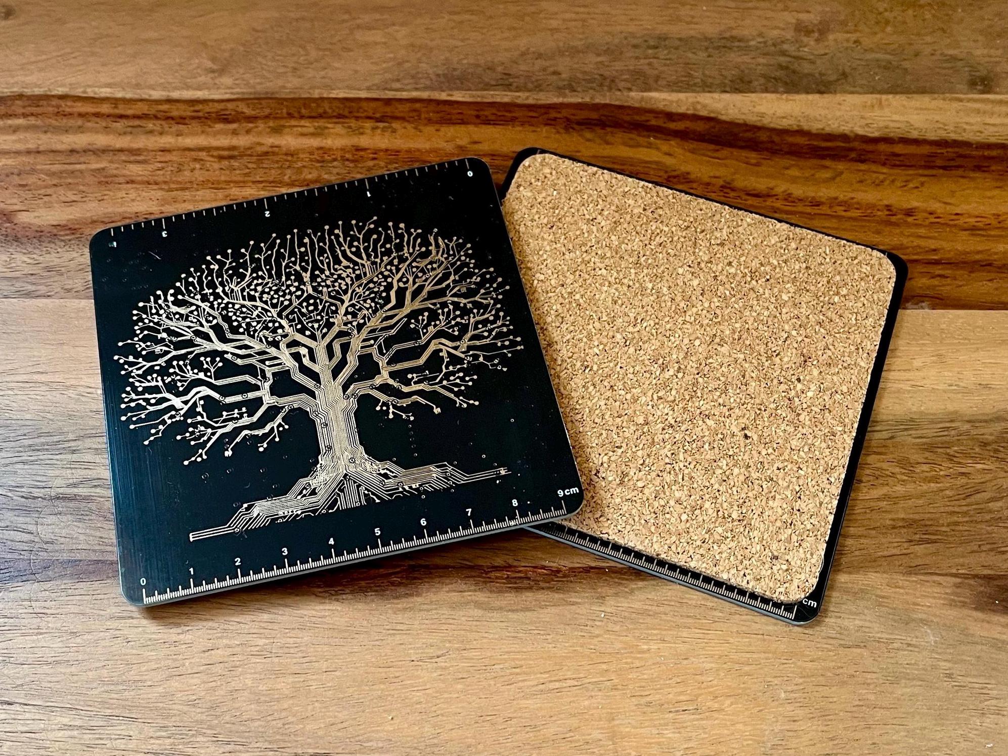 Immersion Gold Circuit Tree (circuitry) Board Coasters: Tech Gift for ...
