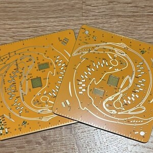 Circuit Board Coasters - Yin Yang Koi Floating in a Circuit Pond Gold ...