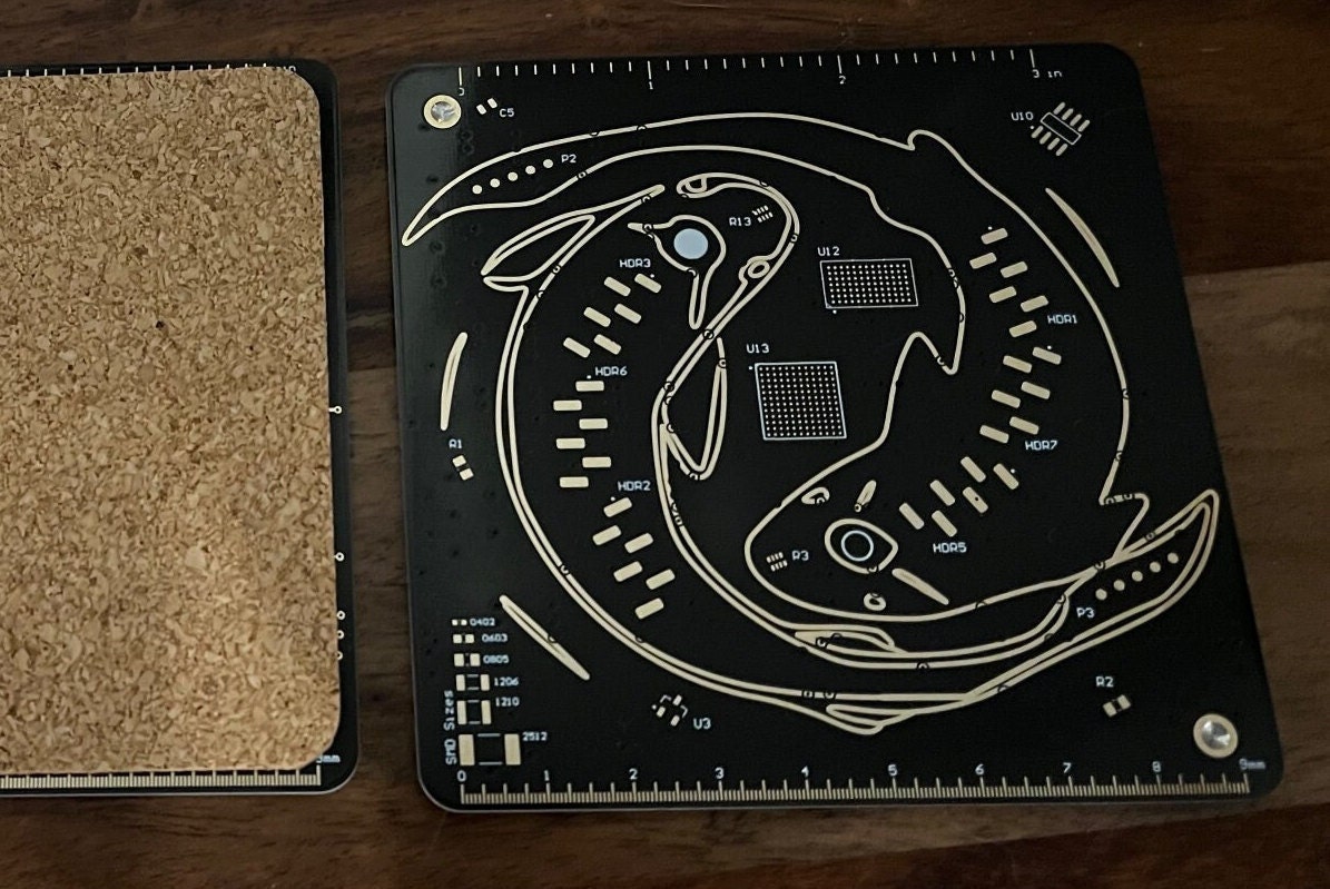 Circuit Board Coasters Yin Yang Koi Floating in a Circuit | Etsy