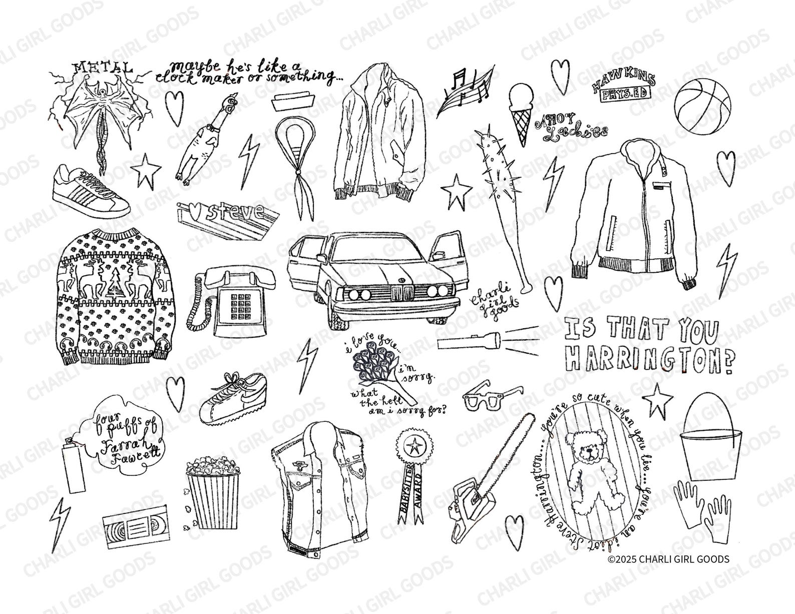 Steve Harrington (joe Keery) Inspired Stranger Things Coloring Sheet ...