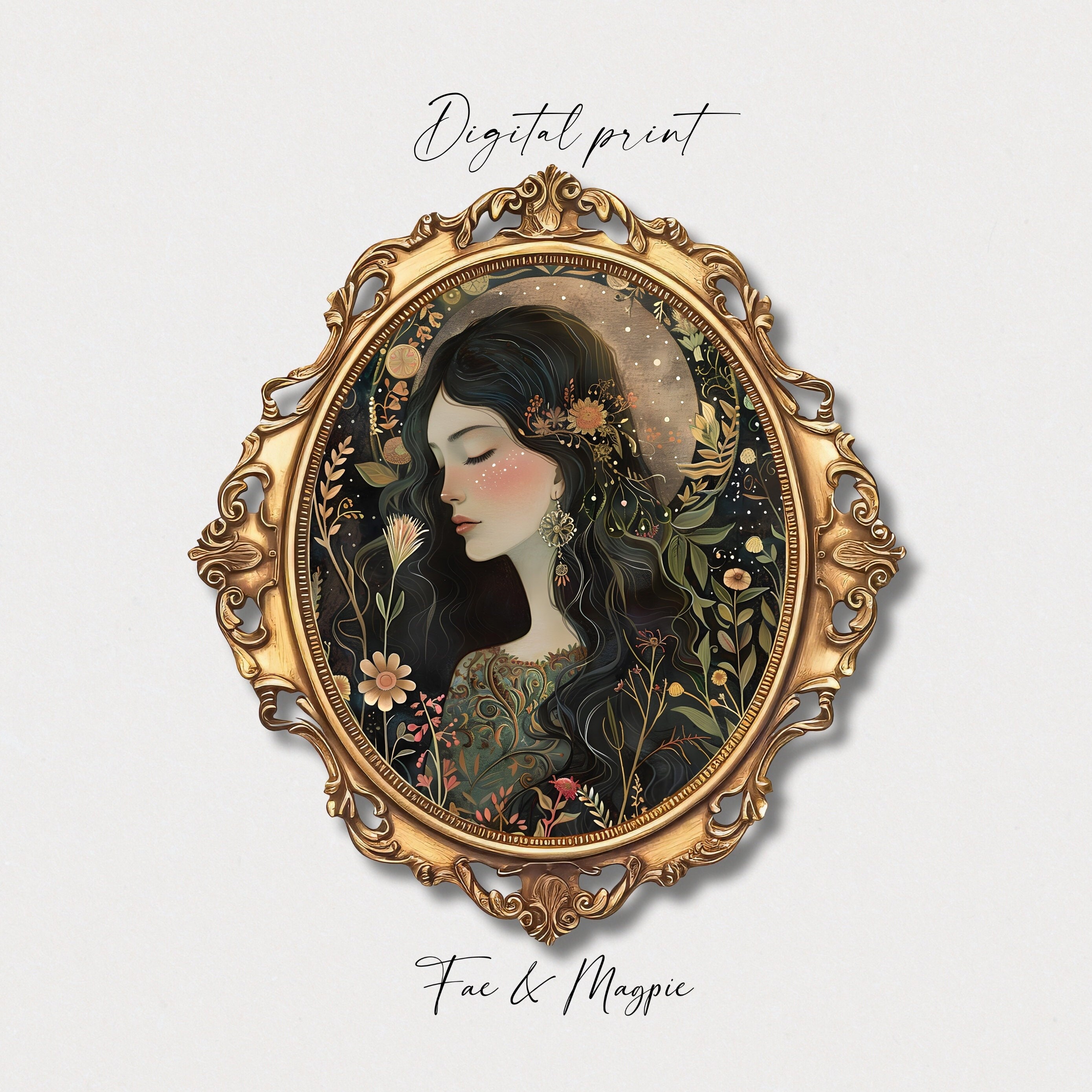 Moonchild Forest Dark Academia Print, Dark Cottagecore Gift, Printable ...