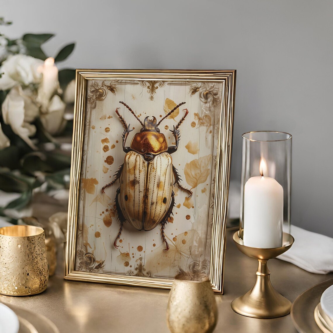 Gold Beetle Dark Academia Print, Cottagecore Gift, Printable Digital ...