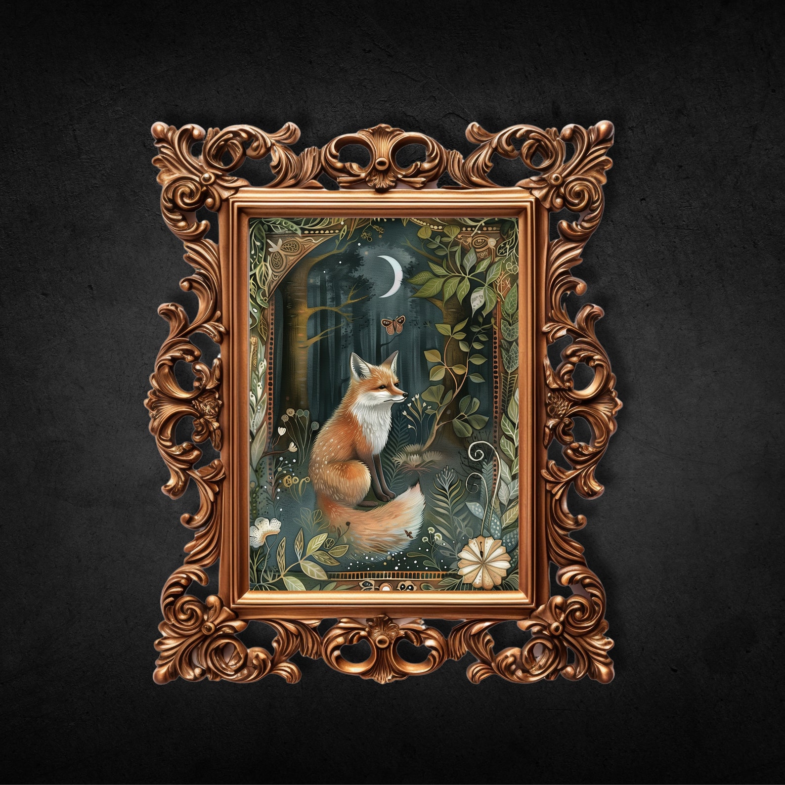 Woodland Fox Cottagecore Print, Forestcore Decor, Printable Digital Art ...