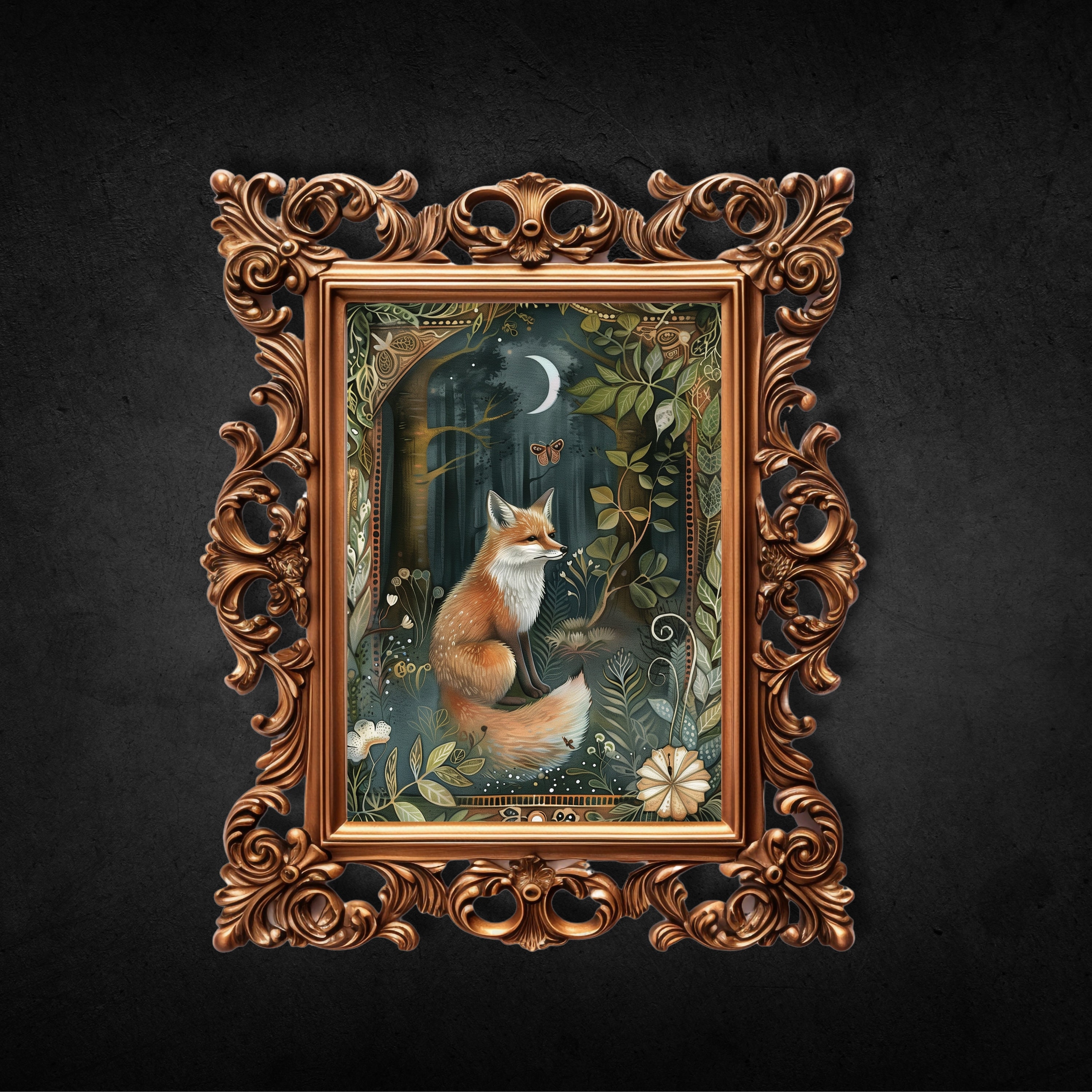 Woodland Fox Cottagecore Print, Forestcore Decor, Printable Digital Art ...