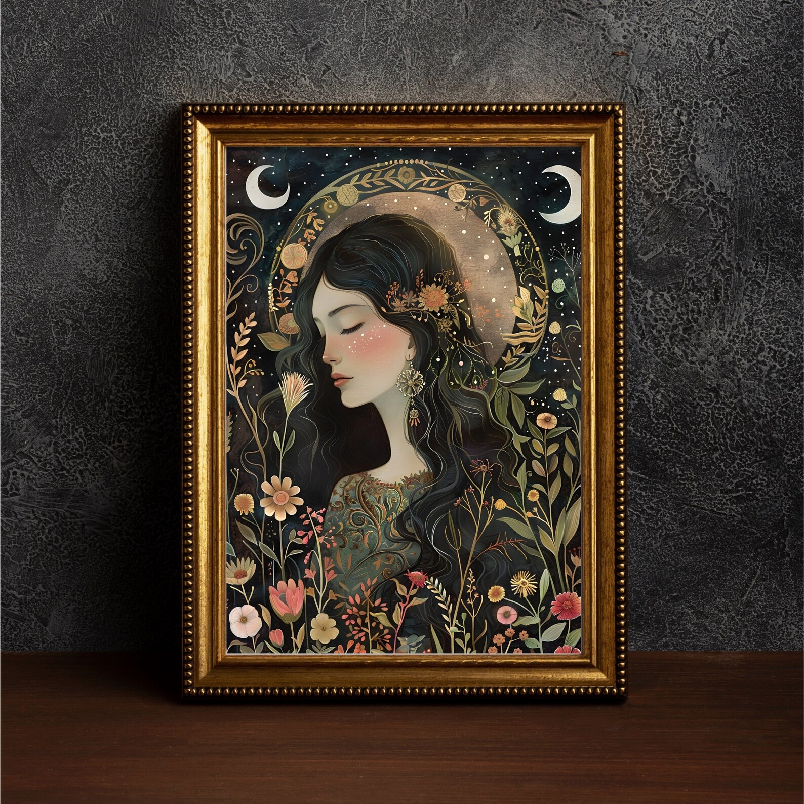 Moonchild Forest Dark Academia Print, Dark Cottagecore Gift, Printable ...