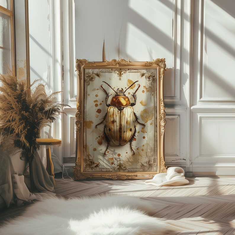 Gold Beetle Dark Academia Print, Cottagecore Gift, Printable Digital ...