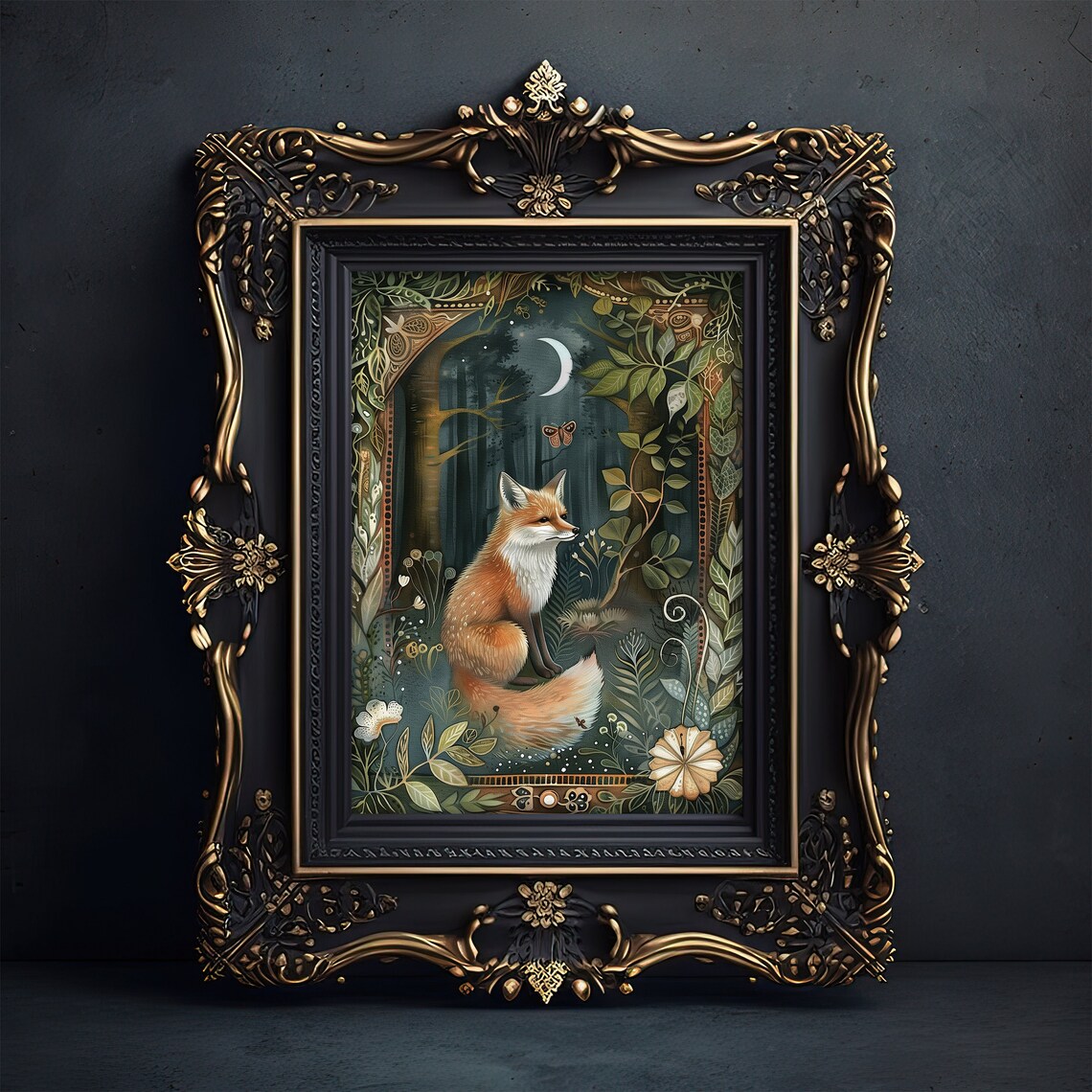 Woodland Fox Cottagecore Print, Forestcore Decor, Printable Digital Art ...