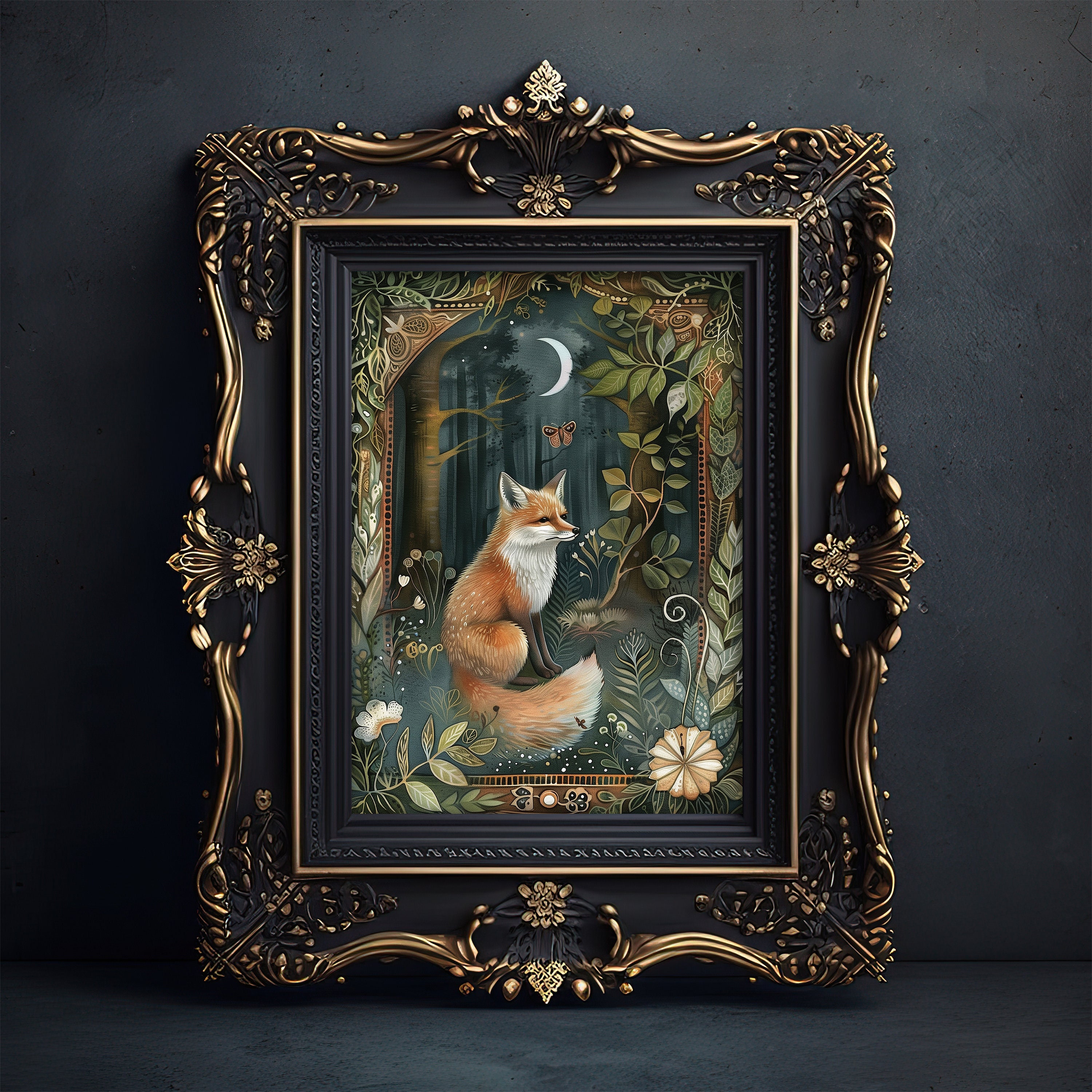 Woodland Fox Cottagecore Print, Forestcore Decor, Printable Digital Art ...