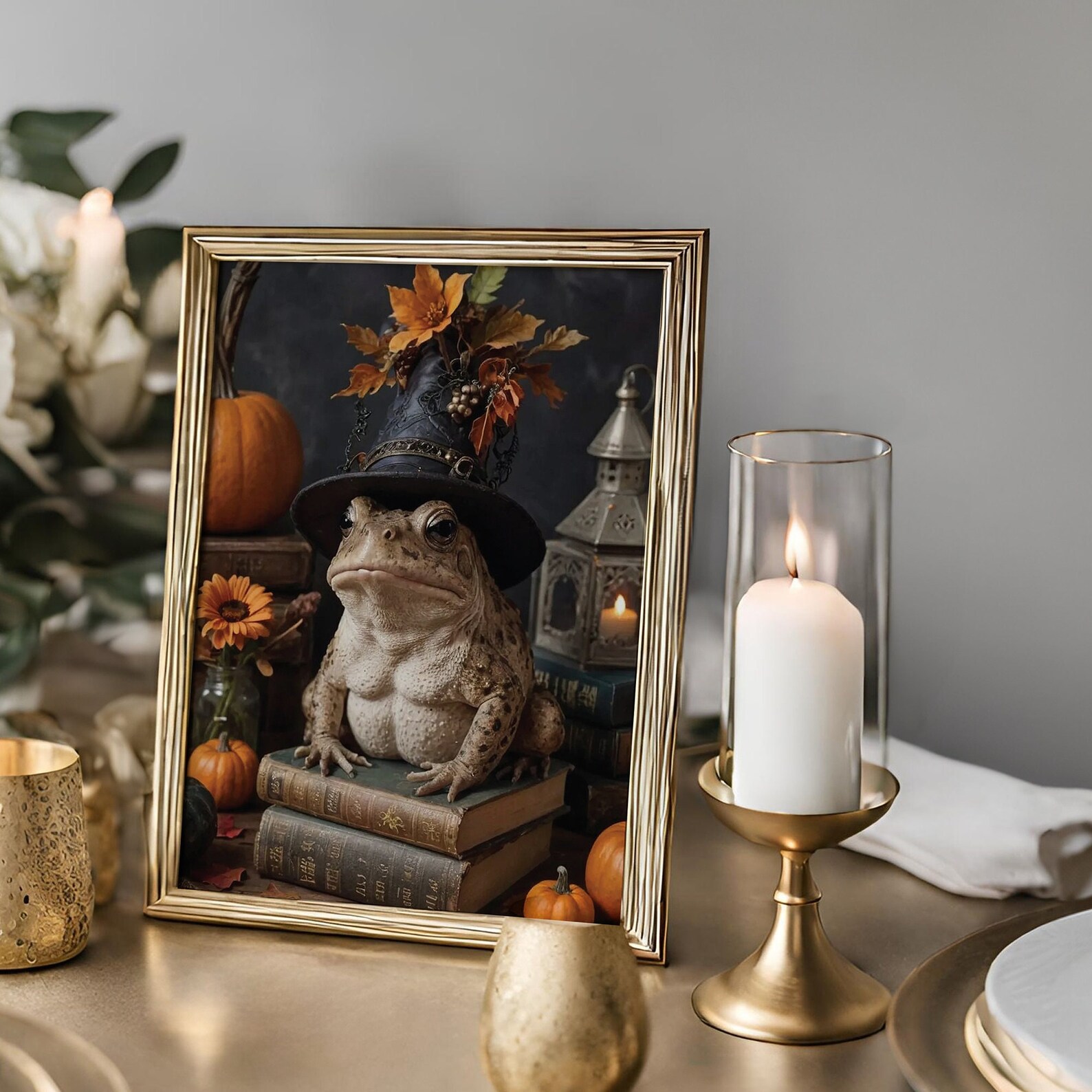 Halloween Toad Dark Academia Print, Dark Cottagecore Gift, Printable ...