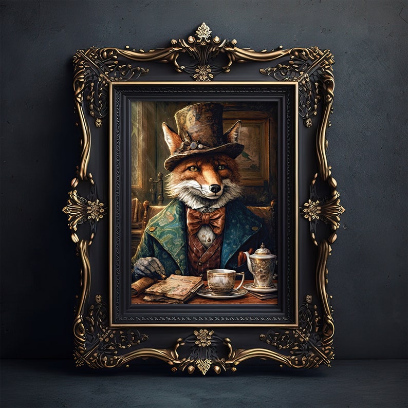 Gentleman Fox Victorian Print, Vintage Fox Wall Art, Dark Cottagecore ...
