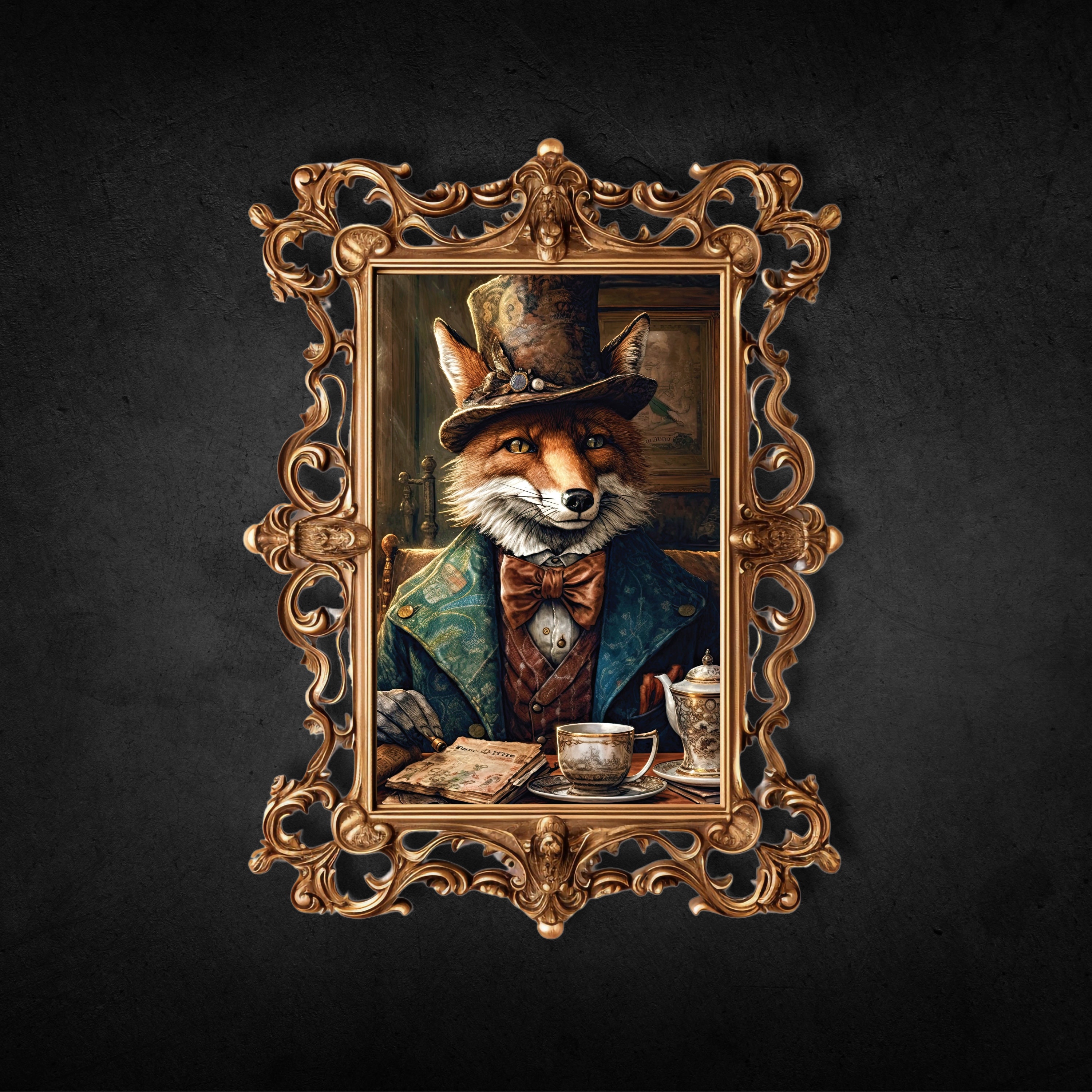Gentleman Fox Victorian Print, Vintage Fox Wall Art, Dark Cottagecore ...