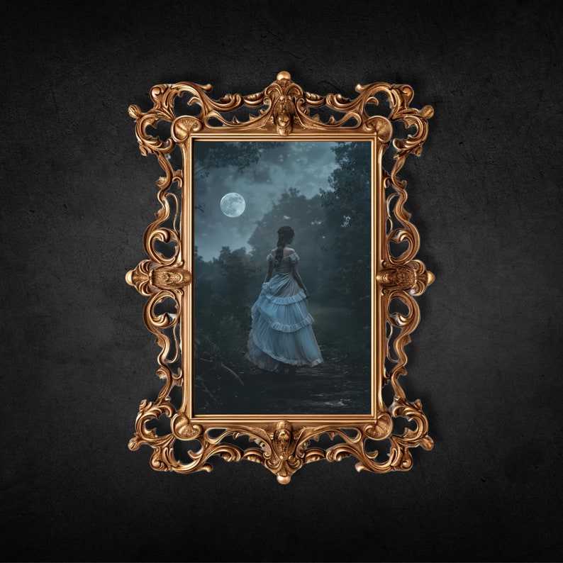 Gothic Girl by Moonlight Print, Victorian Portrait, Dark Academia ...