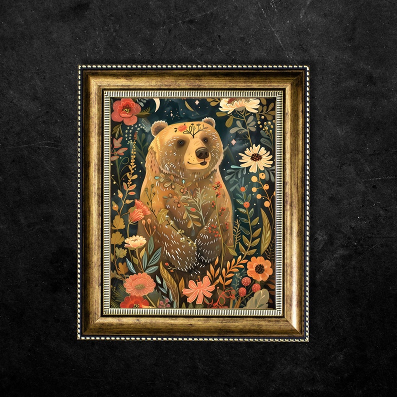 Bear Magical Forest Dark Academia Print, Dark Cottagecore Gift ...