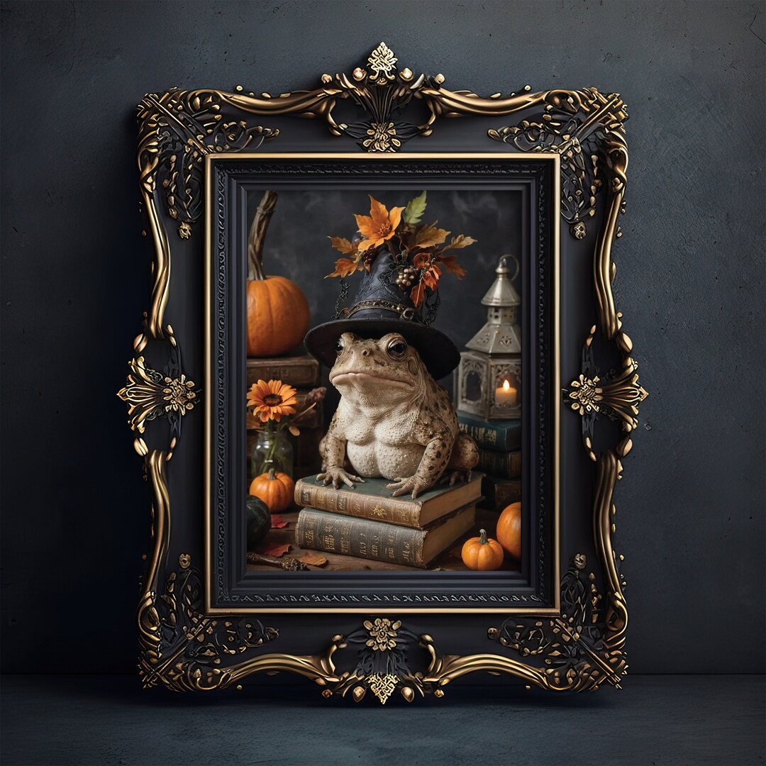 Halloween Toad Dark Academia Print, Dark Cottagecore Gift, Printable ...