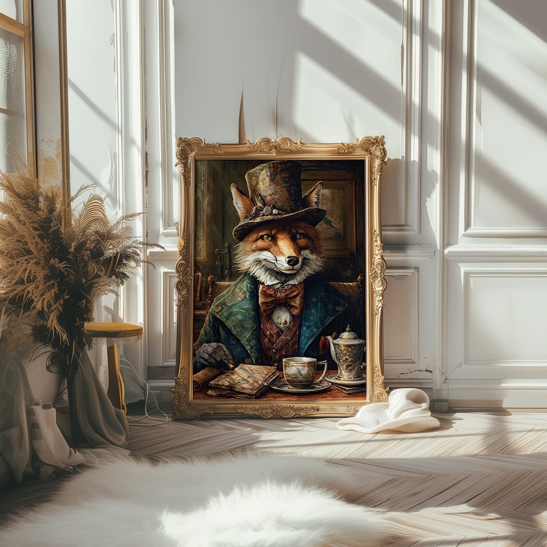 Gentleman Fox Victorian Print, Vintage Fox Wall Art, Dark Cottagecore ...
