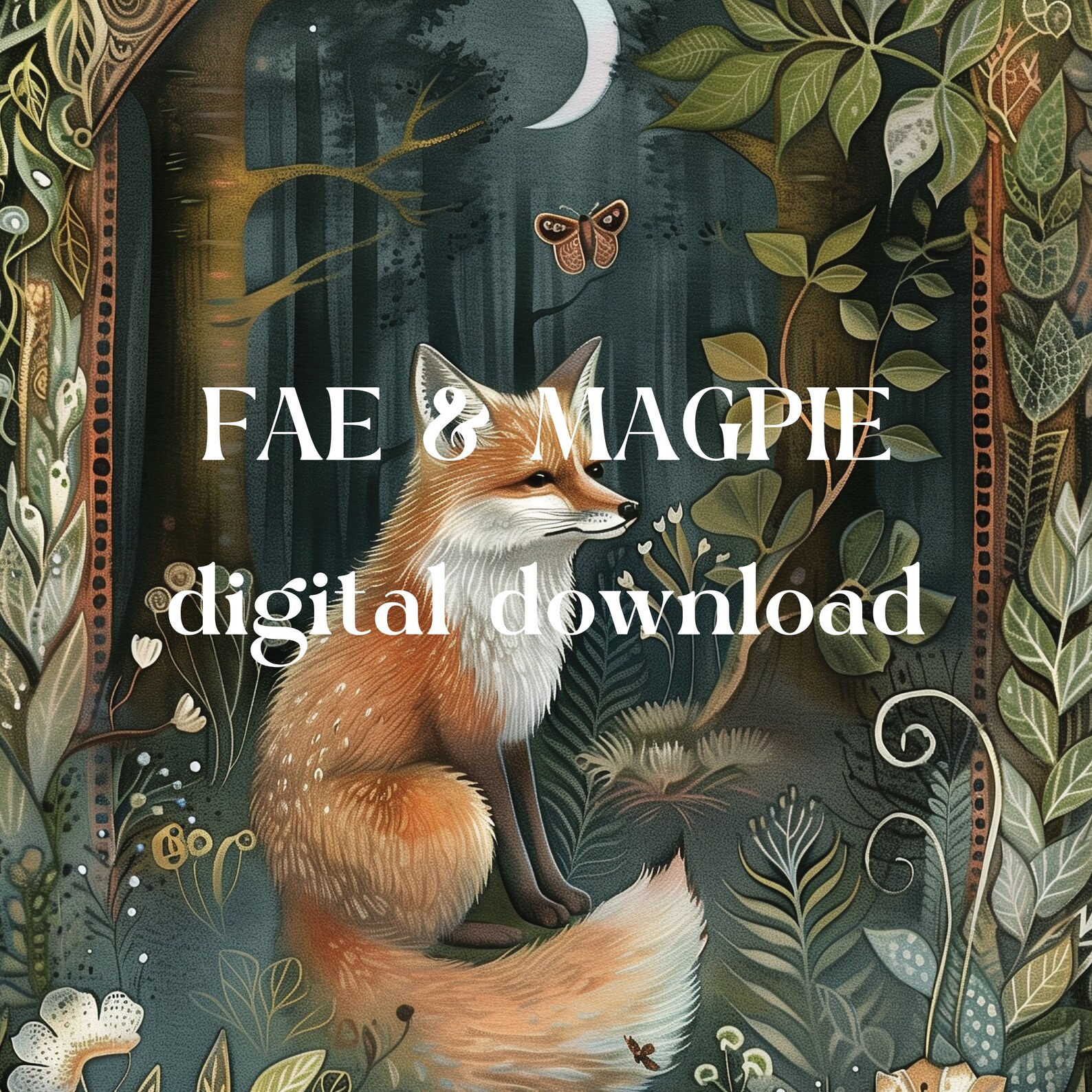 Woodland Fox Cottagecore Print, Forestcore Decor, Printable Digital Art ...