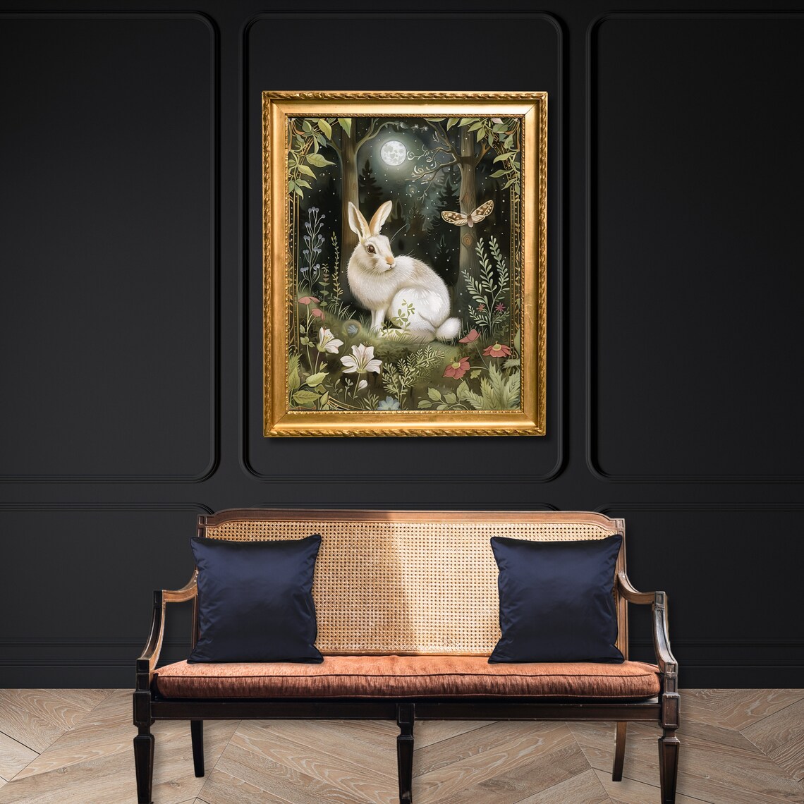 Woodland White Rabbit Cottagecore Print, Forestcore Decor, Printable ...