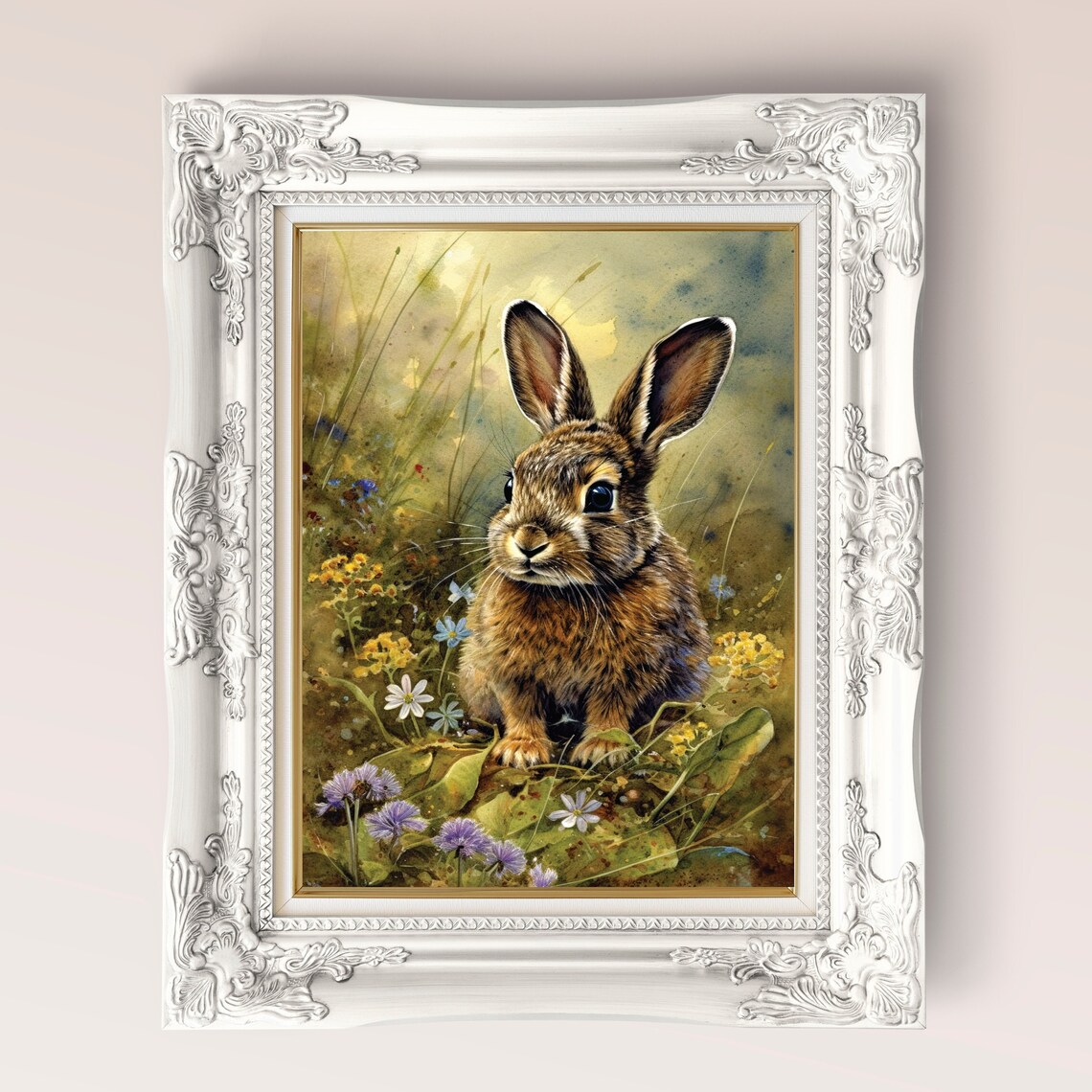 Victorian Bunny Woodland Print, Vintage Rabbit Wall Art, Cottagecore ...