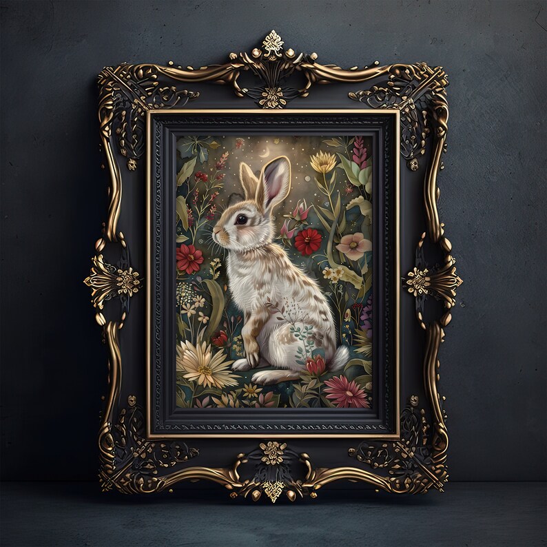 Rabbit Magical Forest Cottagecore Print, Forestcore Decor, Printable ...
