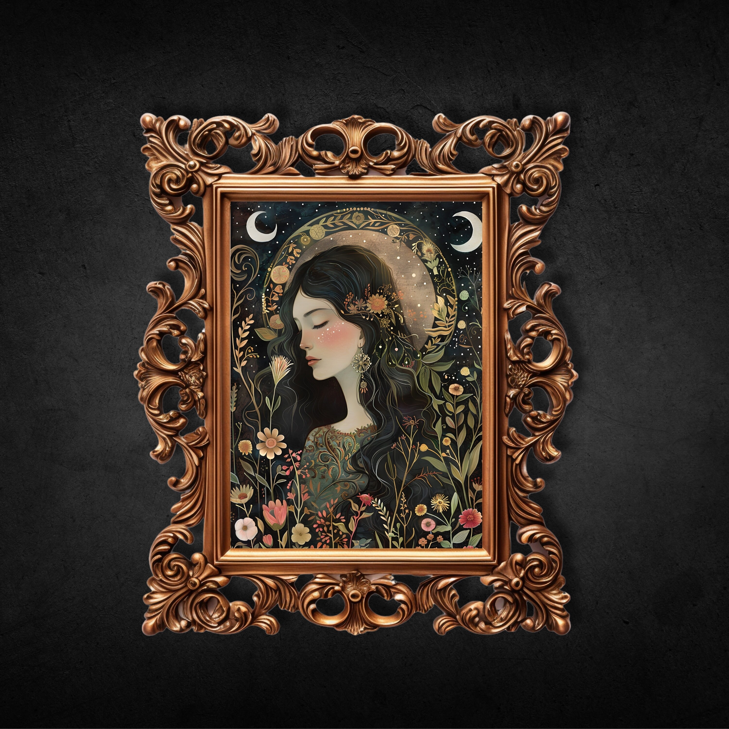 Moonchild Forest Dark Academia Print, Dark Cottagecore Gift, Printable ...