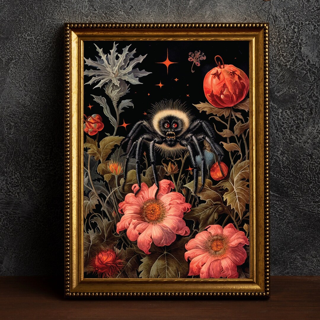 Gothic Spider Dark Cottagecore Print, Spider Gothic Wall Decor ...