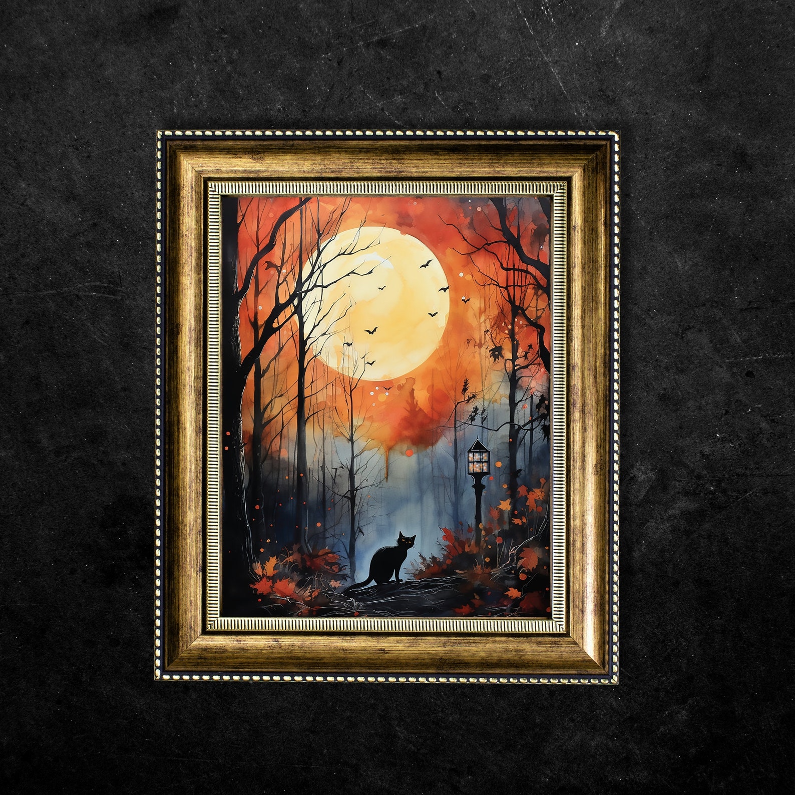 Full Moon Cat in the Forest Cottagecore Print, Forestcore Decor ...