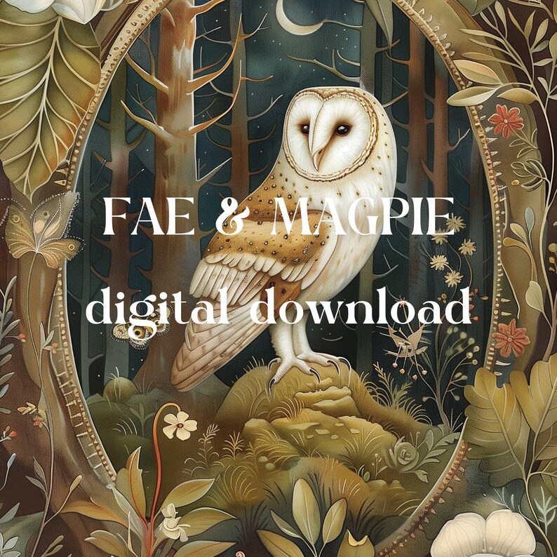 Woodland Owl Cottagecore Print, Forestcore Decor, Printable Digital Art, Woodland Witch Print ...