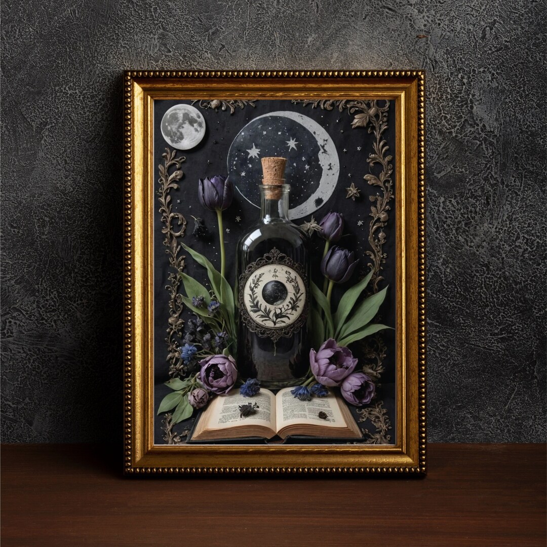 Gothic Potion Bottle Dark Academia Print, Dark Cottagecore Gift ...